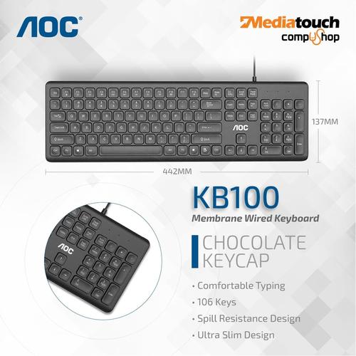 Jual AOC KB100 - Wired Keyboard Murah, Chocolate Keycap, Slim Design ...