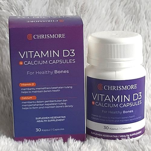 Jual Vitamin D3 + Calcium Capsules 250IU Chrismore(kesehatan tulang ...