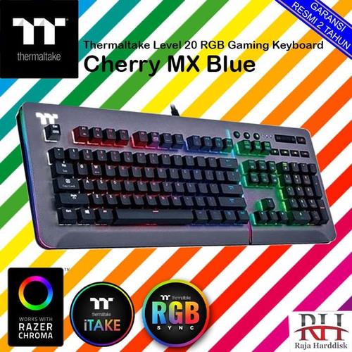 Promo THERMALTAKE Level 20 RGB Titanium Cherry MX Blue Gaming Keyboard ...