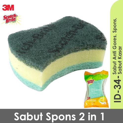 Promo 3M Scotch Brite Sabut Spons Hijau Cuci Piring 2 In 1 ID 34 ...