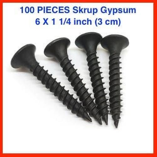 Jual 100 Skrup Gypsum #6 x 1 1/4 inch / 3 cm Gipsum Sekrup Drywall Screw - Kota Tangerang ...