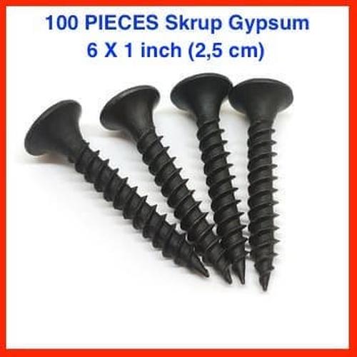 Jual 100 PCS Skrup Gypsum #6 x 1 inch / 2.5 cm Gipsum Sekrup Drywall ...