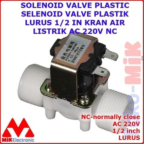 Jual SELENOID VALVE PLASTIK DRAT LURUS 1/2 IN KRAN AIR LISTRIK AC 220V ...