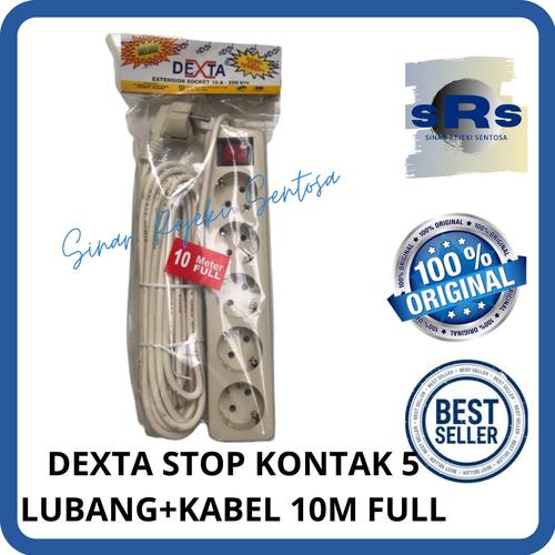 Jual DEXTA STOP KONTAK ARDE 5 LUBANG+KABEL 10M FULL+SWITCH ON/OFF ...