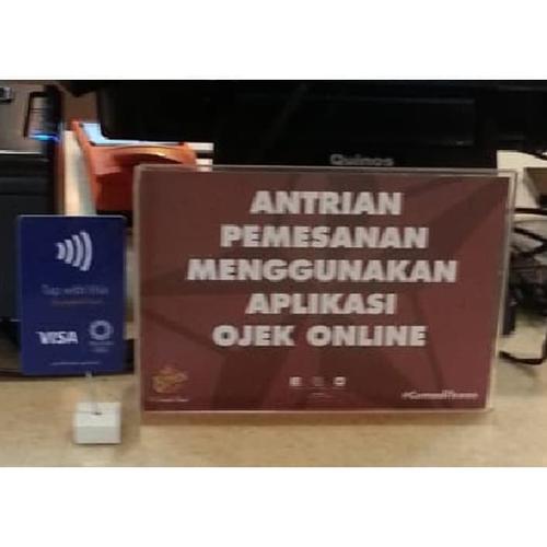 Jual sign tanda disini akrilik gambar antri bayar kasir ojek online ...