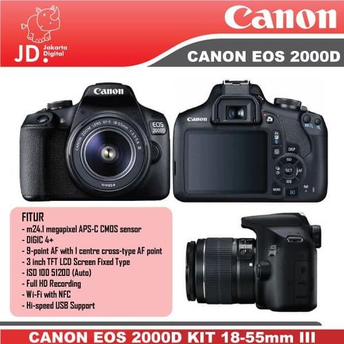 Promo CANON EOS 2000D KIT 18-55MM III - CANON DSLR MURAH - STANDAR ...