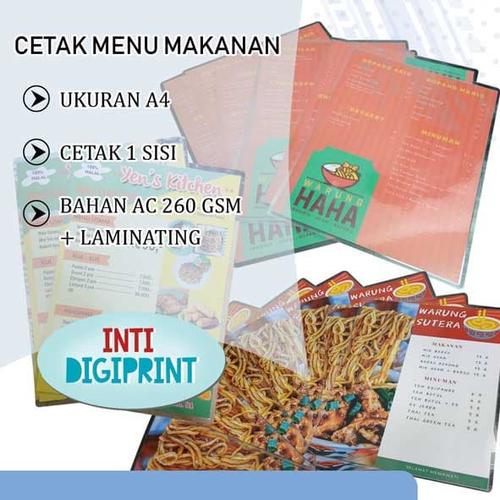 Jual Cetak Menu Makanan A4 untuk Warung Restoran dll - Cetak 1 sisi F&B ...