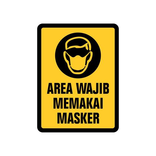 Jual RAMBU PLANG AREA WAJIB PAKAI MASKER 15CM X 20CM AKRILIK - Kota ...