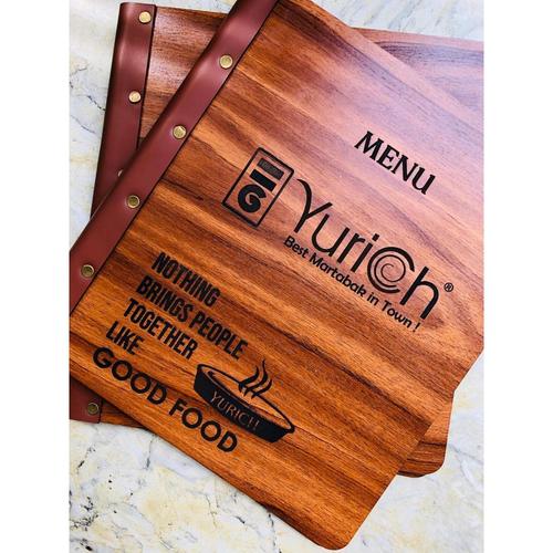 Jual MENU BAHAN KAYU SIZE A4 + PLASTIK 5 LBR ( TANPA ISI ) CUSTOM ...
