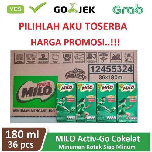 Jual Susu Milo Kotak Coklat ACTIVE GO UHT - 180 ml (1 dus isi 36 kotak) - Jakarta Barat ...