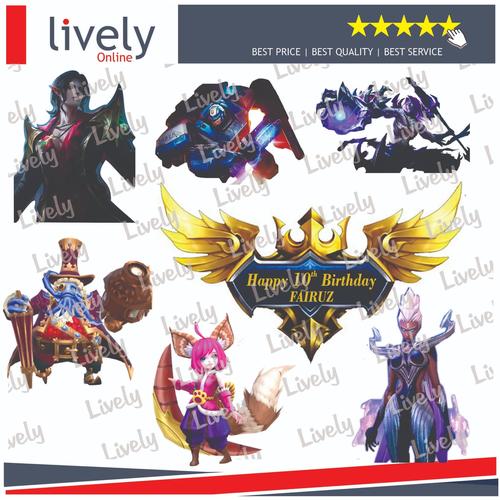 Jual Cake Topper HBD happy birthday Custom Nama MOBILE LEGENDS 02 set ...