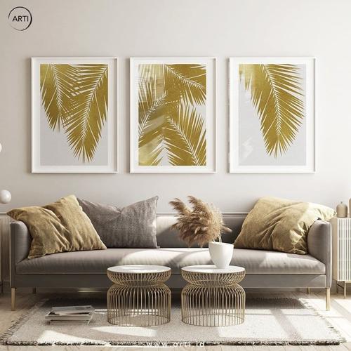 Jual Lukisan Dinding Set - Wall Art - Art Print - Gold Palm Leafs ...