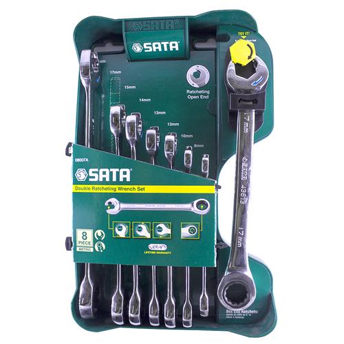 Promo 8 Pcs Combination Double Ratchet SET Wrench 08007A SATA TOOLS ...