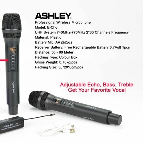 Jual TERBAIK Mic Wireless Mic Ashley E-cho bass treble Echo E cho ...
