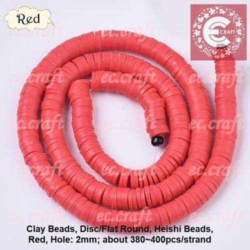 Jual 1 STRAND 6MM & 8MM BAHAN GELANG HEISHI BEADS POLYMER CLAY - RED ...