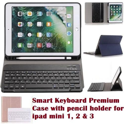 Jual SMART KEYBOARD IPAD MINI 1 2 3 WITH PEN HOLDER BLUETOOTH PREMIUM ...