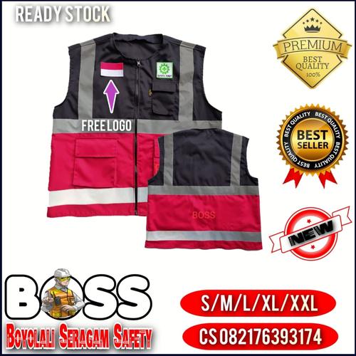 Jual ROMPI SAFETY HITAM MERAH FREE LOGO K3 BENDERA GRADE A - Kab ...