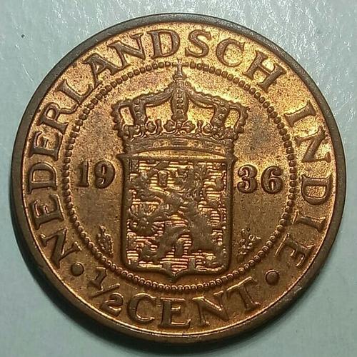 Jual Uang koin kuno Hindia Belanda 1/2 Cent Thn 1936 Luster Original Tp 883 - Jakarta Timur ...