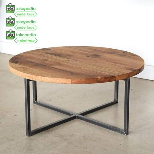 Jual meja besi - meja besi top table kayu jati - meja tamu - Kab ...