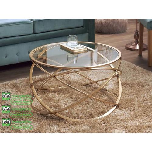 Jual meja stainless bundar - meja tamu gold - meja kaca stainless emas ...