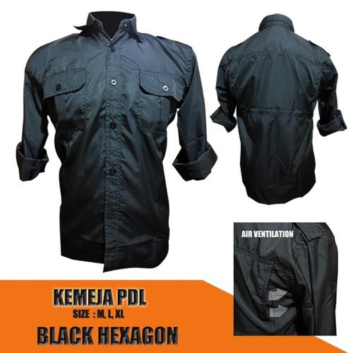 Jual Kemeja Taktikal / PDL / Outdoor Lengan Panjang Hitam Motif Hexagon ...