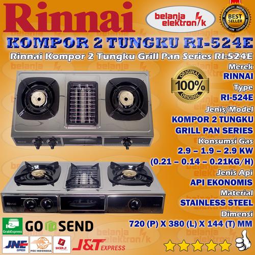 Promo RINNAI KOMPOR GAS 2 TUNGKU RI-524E GRILL PAN SERIES Cicil 0% 3x ...