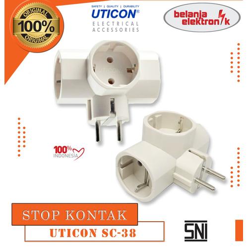 Jual UTICON SC-38 Steker T Arde SC38 Sambungan Stop Kontak 3 Lubang ...