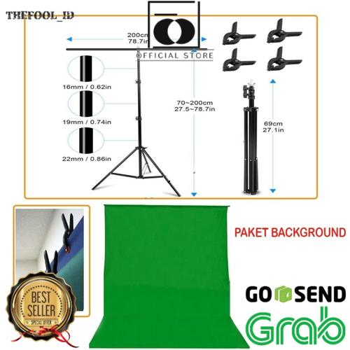 Jual TF green screen stand T-shape backdrop photography 200 x 200cm 4 ...