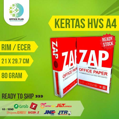 Jual Kertas HVS A4 80 Gram Ecer / 1 Rim - 500 Lembar ZAP Office Paper ...