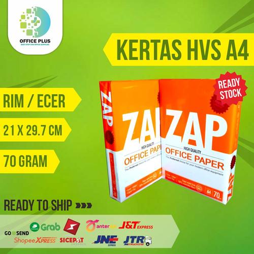 Jual Kertas HVS A4 70 Gram Ecer / 1 Rim - 500 Lembar ZAP Office Paper ...