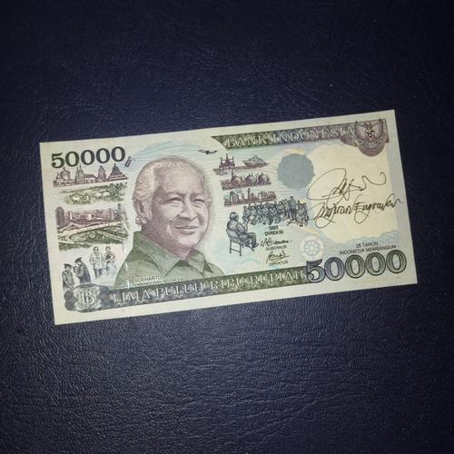 Jual uang kuno mahar 50000 soeharto VAE229547 ttd mujirun engraver ...