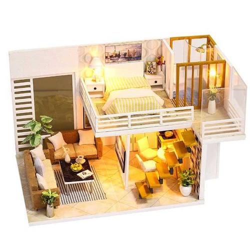 Jual Miniatur Rumah Boneka DIY Doll House Wooden Furniture - No Color ...
