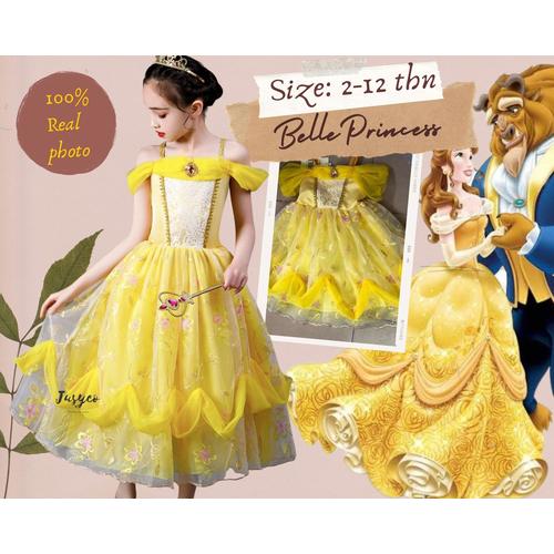 Jual Jusyco Belle princess yellow dress /Kostum princess kuning anak ...