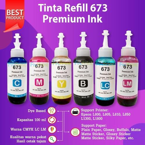 Promo Tinta Refill 673 Premium Ink CMYK LC LM Dye Based 100ml untuk ...