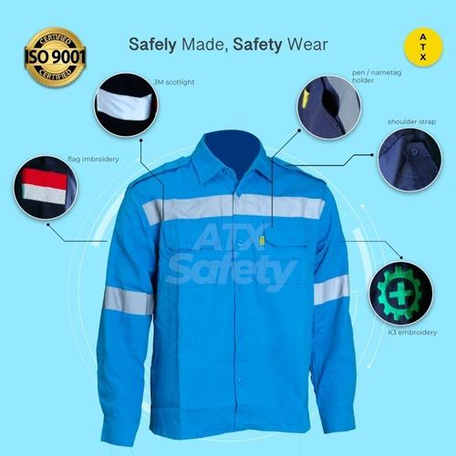 Jual Wearpack Safety Baju Kerja Lapangan Lengan Panjang Merk ATX Biru ...