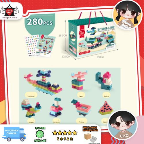 Jual Mainan bricks balok 280 pcs set anak, DIY susun balok anak - Kota ...