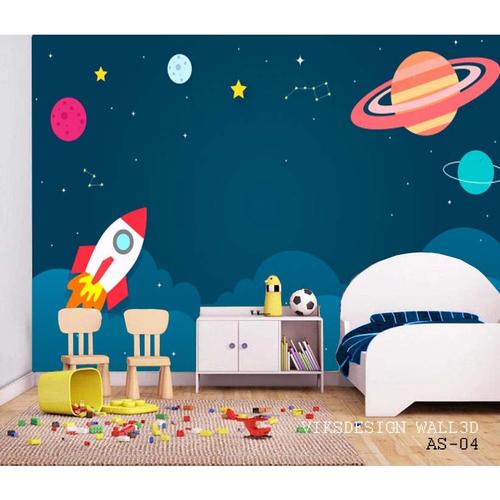Jual Cetak Wallpaper Dinding Kamar anak Laki Laki motif Roket di ...