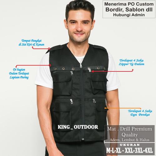 Jual Rompi Lapangan HITAM - Vest Rompi Outdoor Pria - Rompi Jurnalis ...
