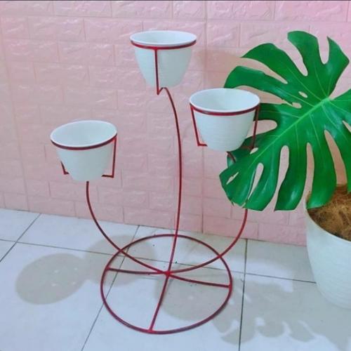 Jual rak standing pot bunga besi 3 lubang/standing besi minimalis - Kab ...