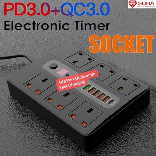 Jual Stop Kontak Pakai Waktu BKL-12 / Power Socket Timer + 5 USB Port 3 ...