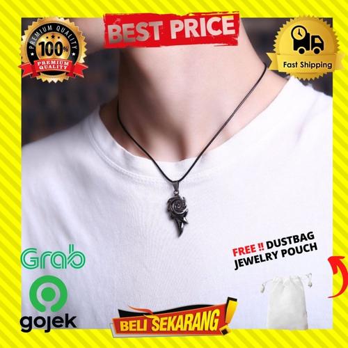 Promo KALUNG TALI HITAM PRIA TITANIUM LIONTIN WARNA HITAM ALA PUNK K110 ...