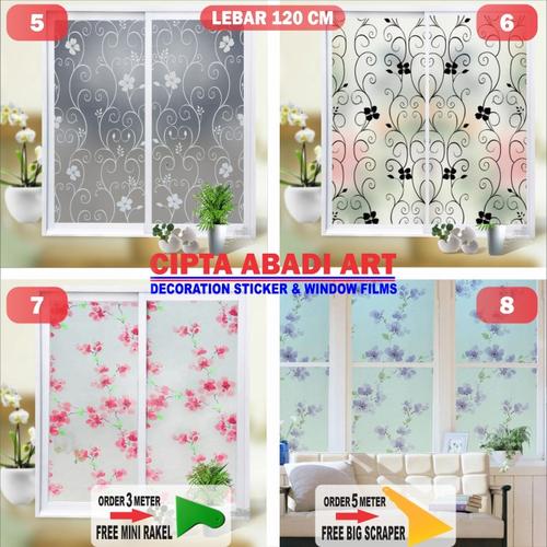 Jual stiker kaca motif bunga batik bagus untuk dekorasi pintu/jendela ...