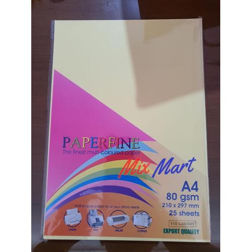 Jual Kertas Warna Paperfine 25 sheets A4 80 gr - Kuning - Jakarta Utara ...