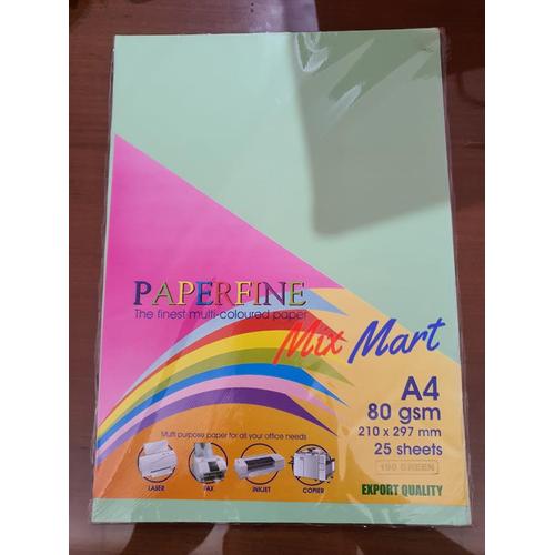 Jual Kertas Warna Paperfine 25 sheets A4 80 gr - Hijau - Jakarta Utara ...