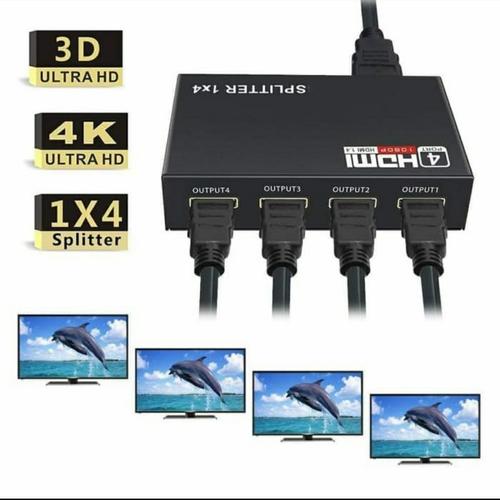 Jual HDMI Splitter 1 in 4 out 4 Port Hub Split dengan Adaptor 1080P ...