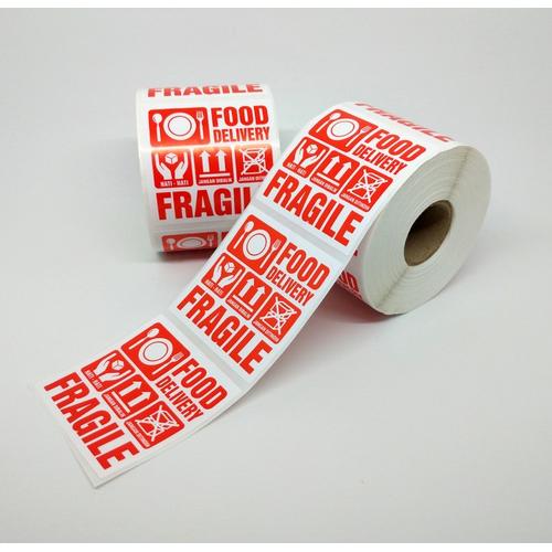 Promo Sticker Label Fragile Food Delivery Makanan 5,5x5,5 cm 1 roll ...