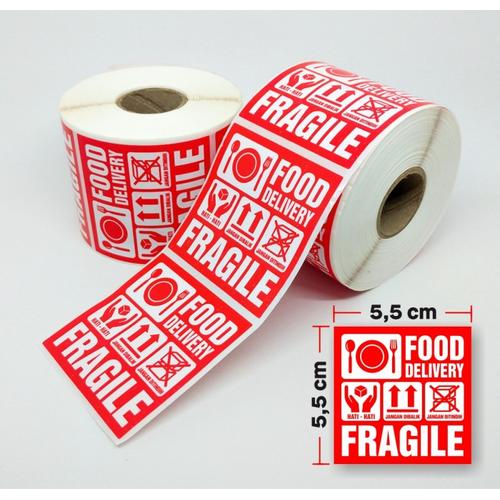 Promo Sticker Label Fragile Food Delivery Makanan 5,5x5,5 cm 1 roll ...
