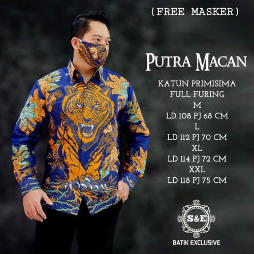 Jual Batik Lengan Panjang Motif Macan Batik Panjang Warna Biru Premium ...
