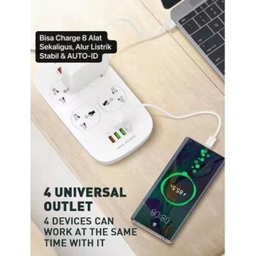Jual Stop Kontak Lucky Hawk LH4407 4 Power Socket 4 USB Port Strip ...
