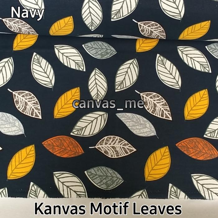 Jual Kain Kanvas Motif Leaves - Navy - Kab. Bandung - canvas me | Tokopedia